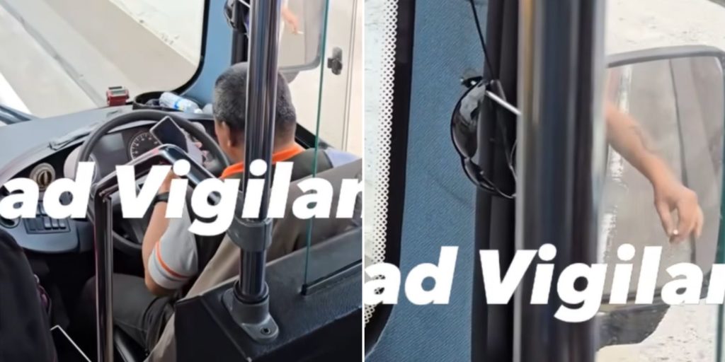 S’pore bus driver caught smoking & using phone while driving on Causeway