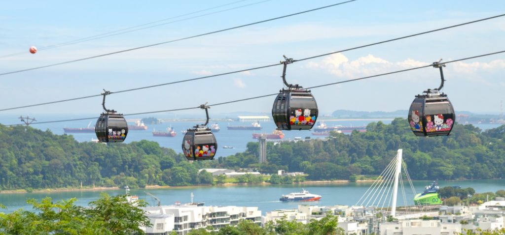 Hello Kitty cable car cabins available for rides at Mount Faber Peak ...