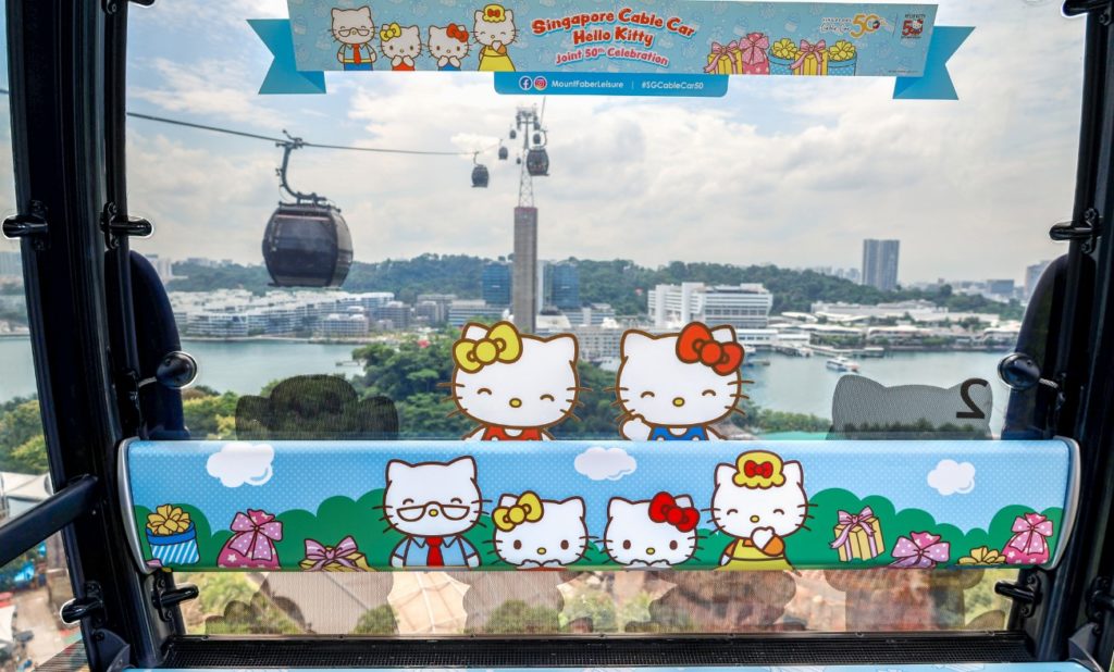 Hello Kitty cable car cabins available for rides at Mount Faber Peak ...