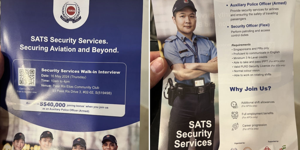 SATS hiring Auxiliary Police Officers for airport security with up to S ...