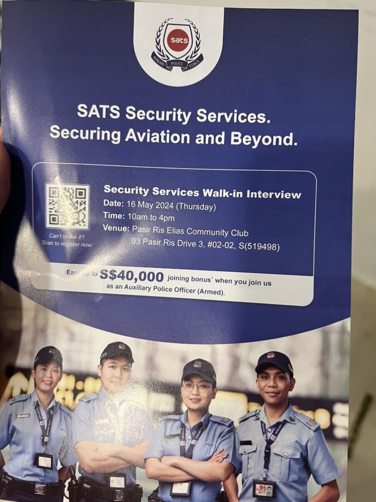 SATS hiring Auxiliary Police Officers for airport security with up to S ...