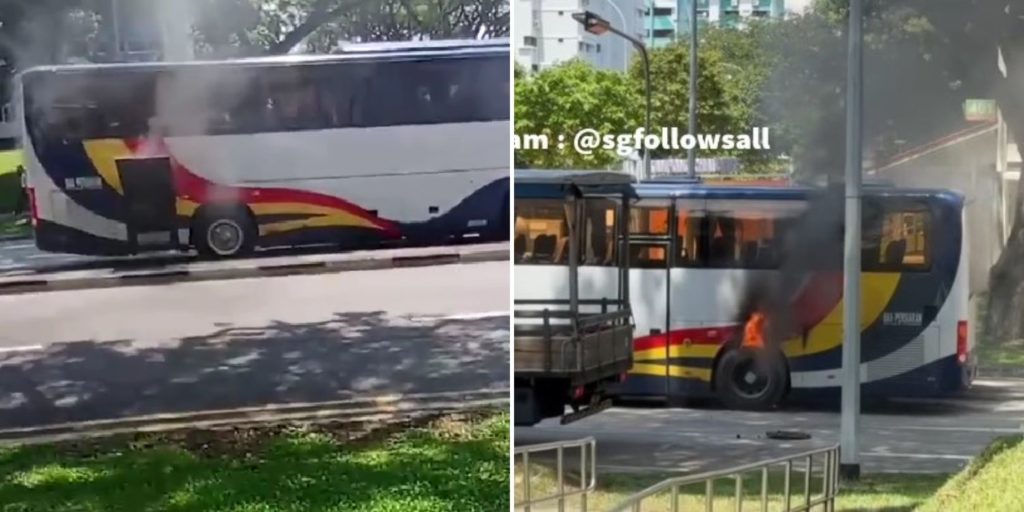 ‘Hot Wheels': Bus left charred in Bedok after rear tyre catches fire
