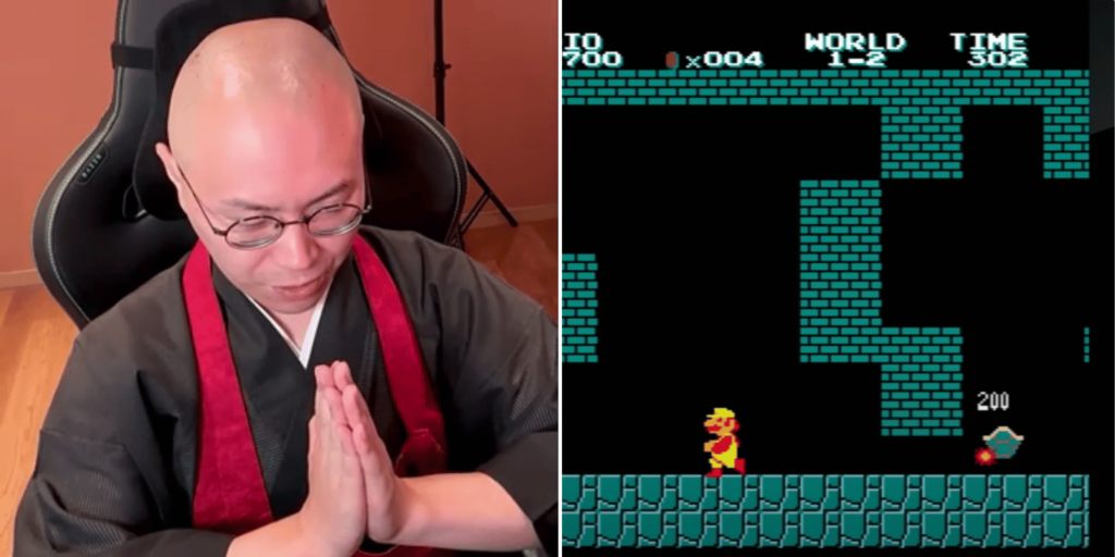 Monk in Japan recites a prayer every time he kills an enemy in Super Mario