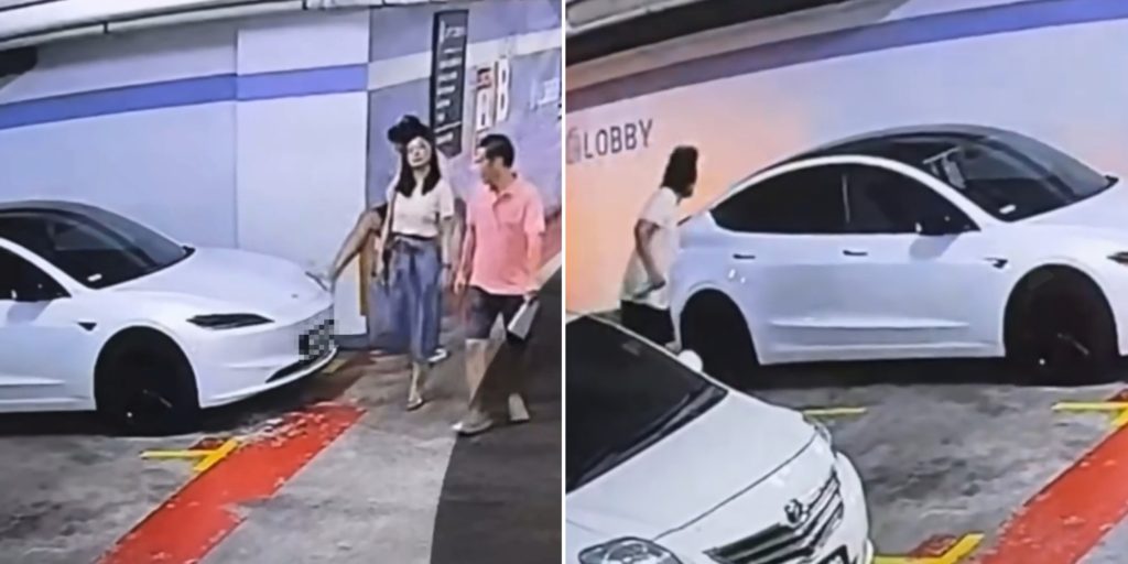 Man kicks & spits on Tesla in KL car park, owner asks for apology