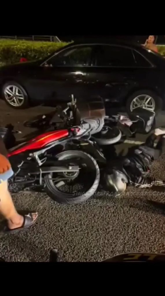 Motorcyclist falls after skidding on AYE & gets run over, conveyed to hospital by SCDF