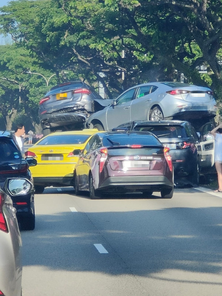 3 sent to hospital after multi-vehicle pile-up on ECP, cars crushed in ...