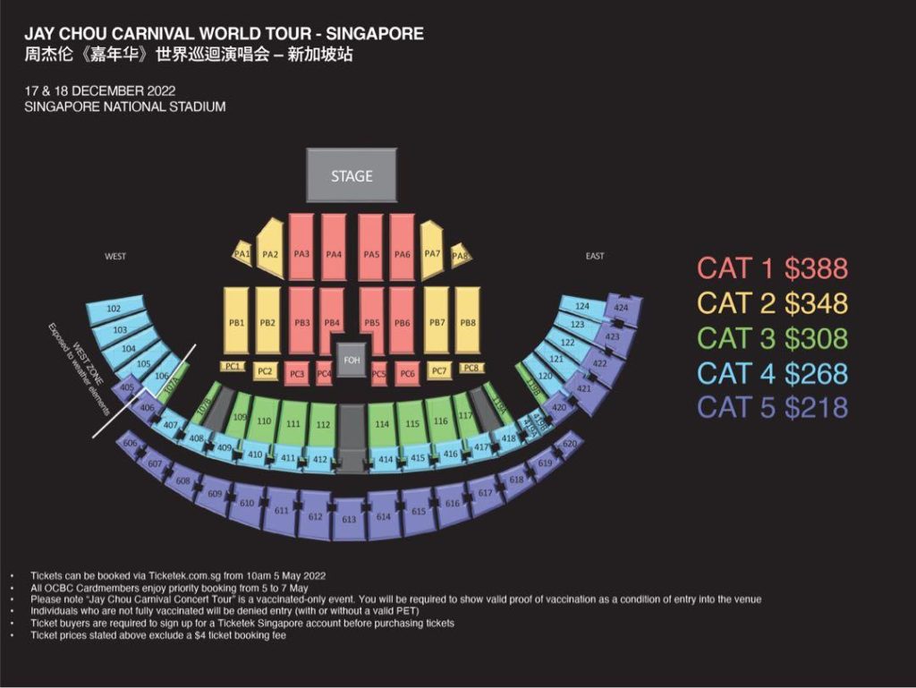 Upper-tier seat tickets for Jay Chou S'pore concert not for sale due to ...
