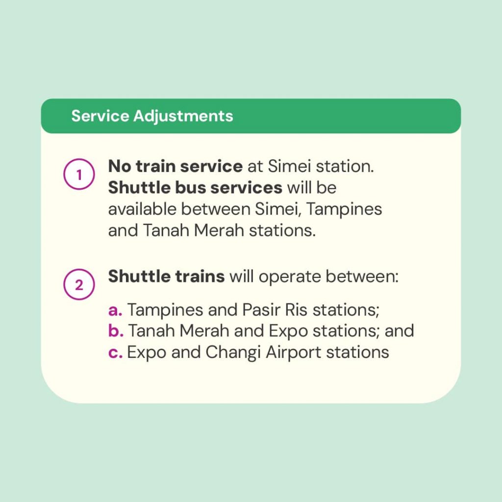 No MRT service at Simei from 7 to 10 Dec, shuttle trains operating ...