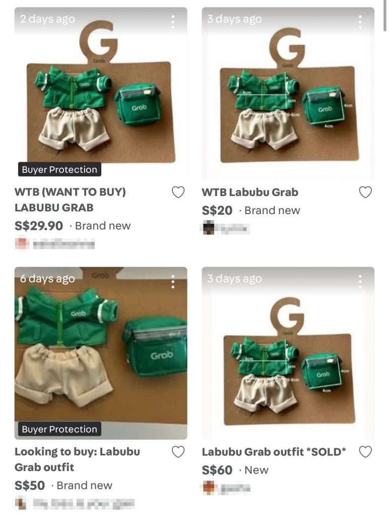 Labubu Grab uniforms sell out in 8 minutes, resold on Carousell for up ...