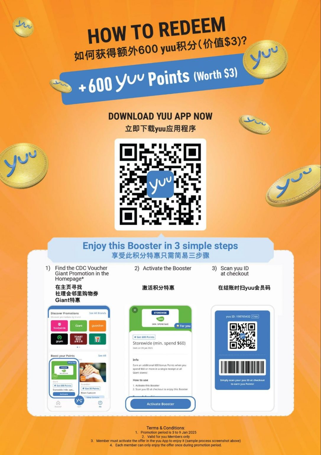 Get S$6 return voucher & 600 yuu Points with S$60 CDC spend at Giant ...
