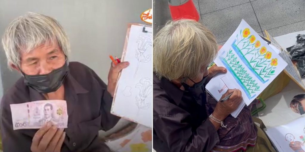 Elderly woman in Thailand raises grandchildren's school fees by drawing ...