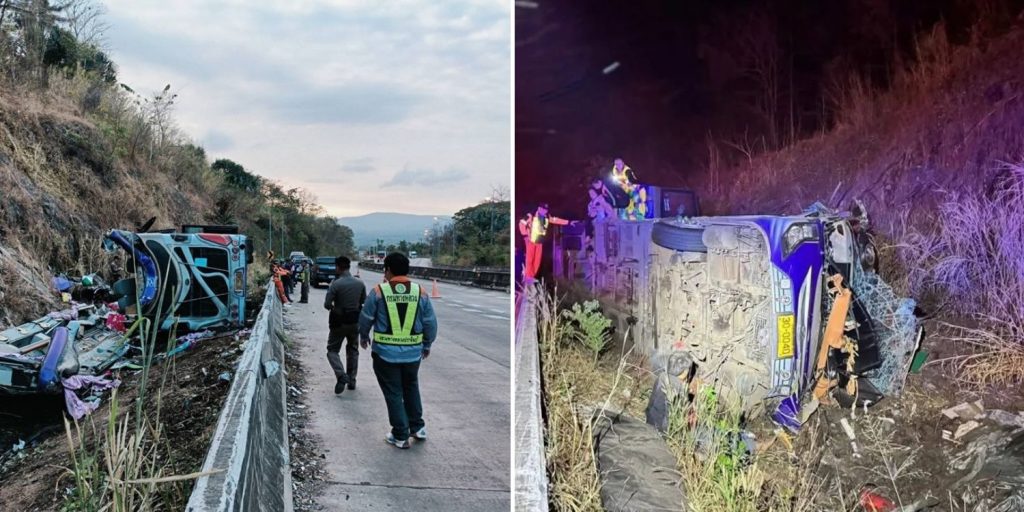 At least 19 dead & 30 injured after tour bus overturns in Thailand ...