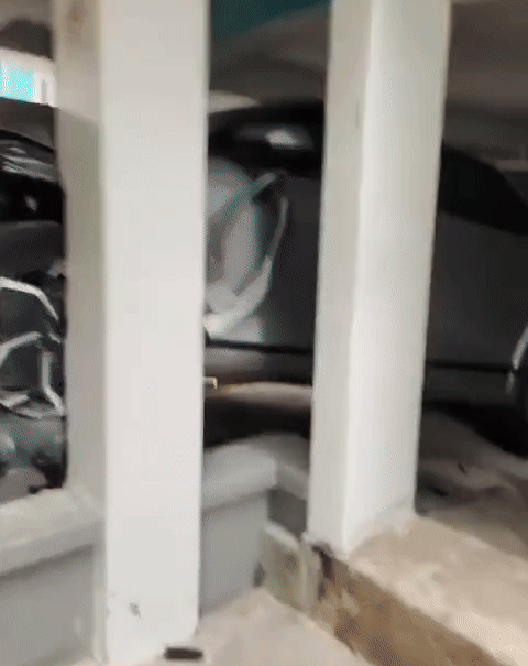 Car crashes into pedestrian walkway in Toa Payoh car park, gets stuck in corridor