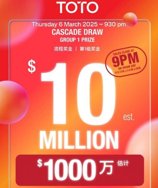 TOTO jackpot snowballs to S$10M for 6 March draw after 3 draws without ...
