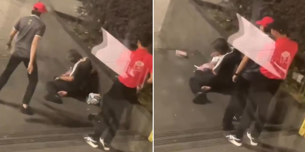 3 McDonald's staff kick homeless man sleeping outside fast food ...