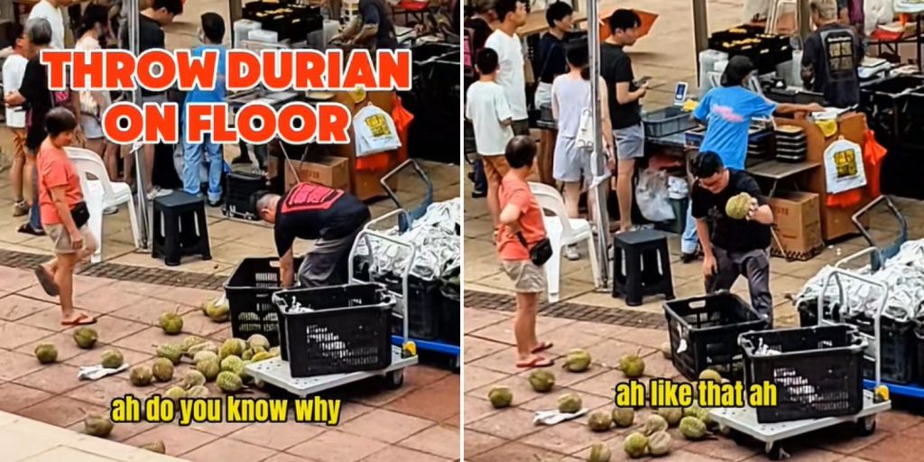 S'pore vendor seen throwing durians on ground, netizens say it mimics ...
