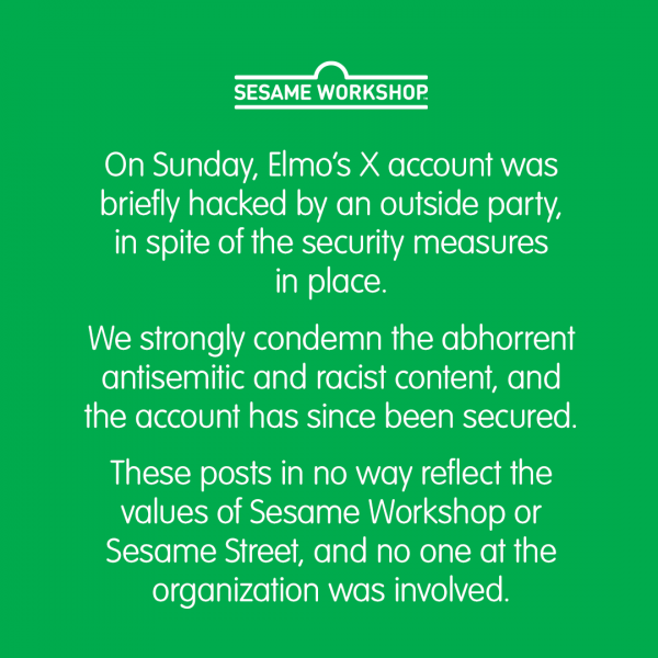 Sesame Street's Elmo's X account hacked, makes 'antisemitic & racist' posts
