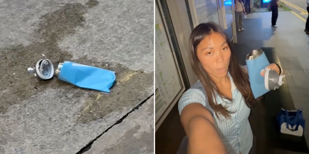 Woman's S$50 Owala bottle gets run over by bus at Marina Bay, it gets ...