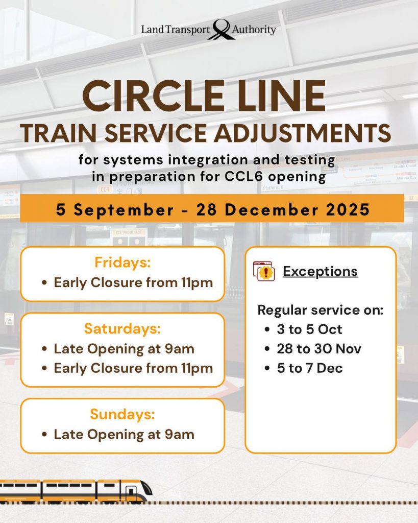 Circle Line to start late & end early on weekends from Sept to Dec for ...