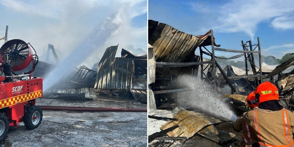 SCDF firefighters battle storage shed fire at Sungei Tengah, no ...
