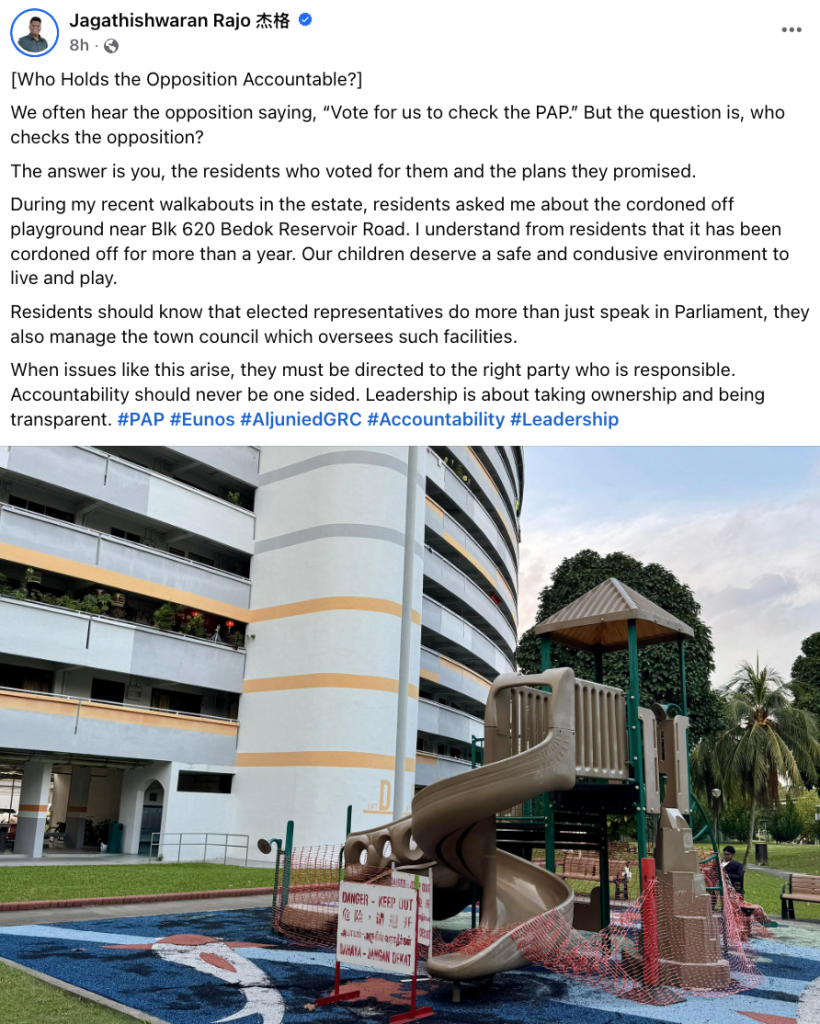 PAP candidate calls out WP for cordoned-off playground in Eunos, Pritam ...