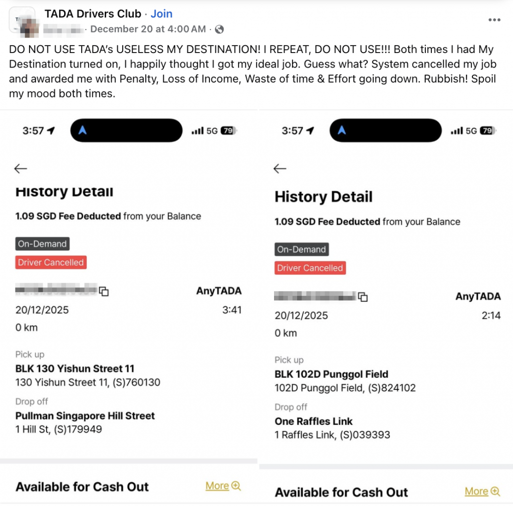 TADA drivers say destination-matching feature caused lost income ...