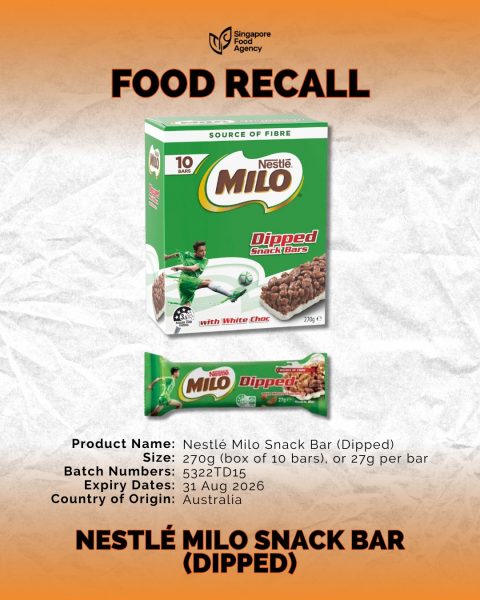 2 batches of Milo snack bars recalled in S'pore due to potential ...